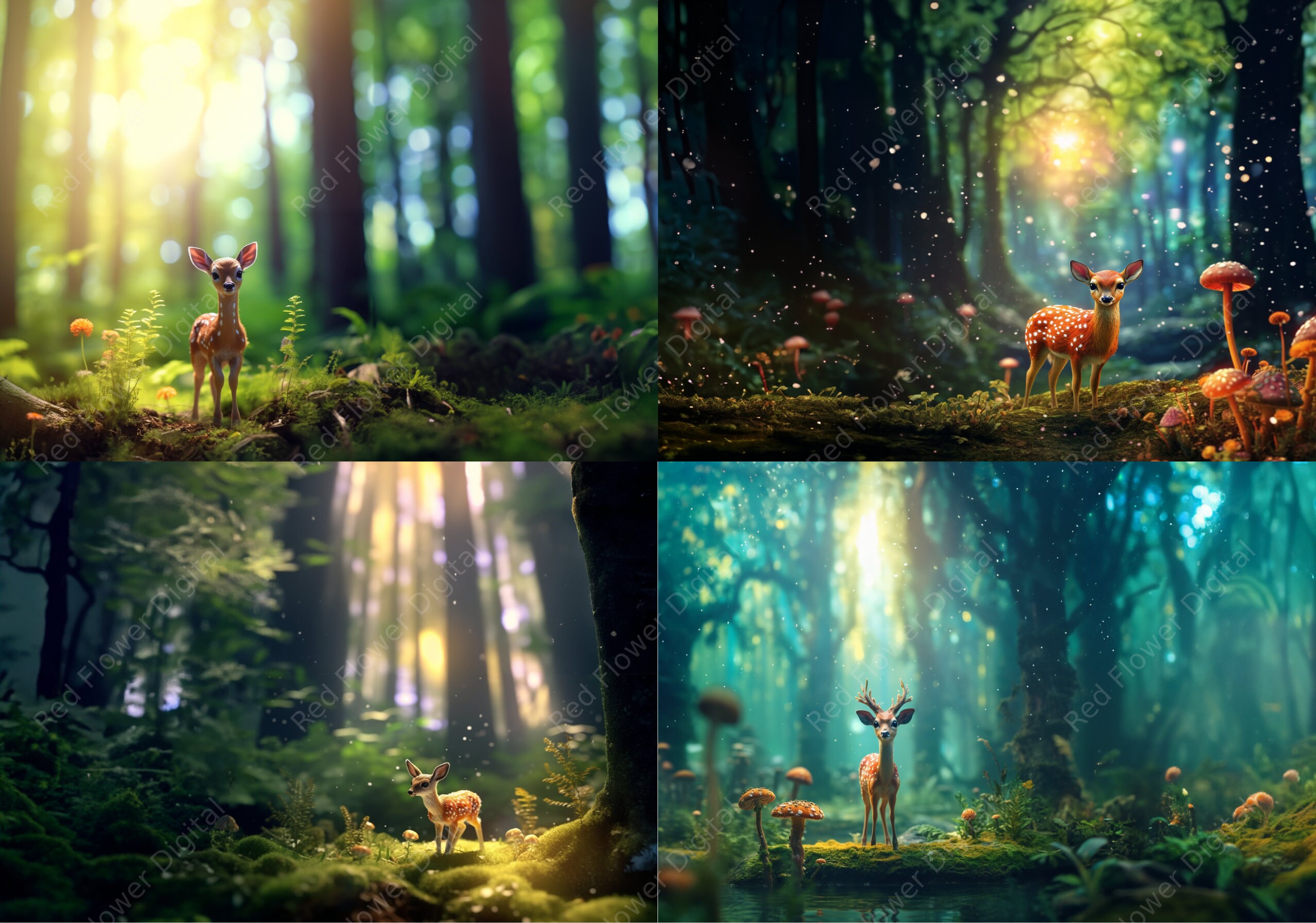 Magical Forest Digital Backdrop Bundle, Fairytale Digital Backgrounds ...
