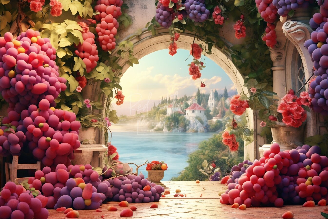 Magical Fruits Digital Backdrop Bundle, Grapes Digital Backgrounds ...