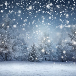 Winter Wonderland Digital Backdrop Bundle, White Christmas Background ...