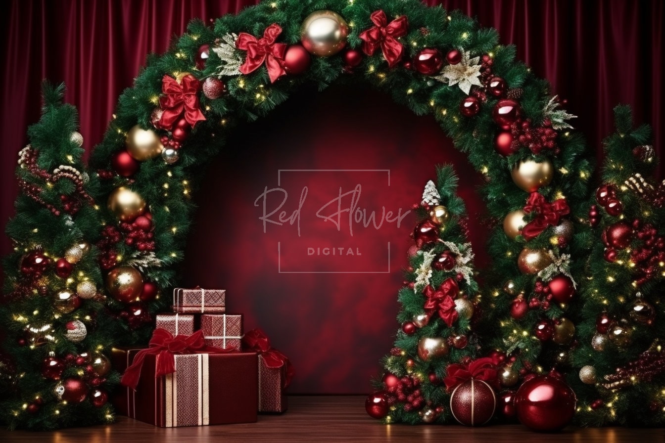 Christmas Arch Digital Backdrop Bundle Family Xmas - Etsy