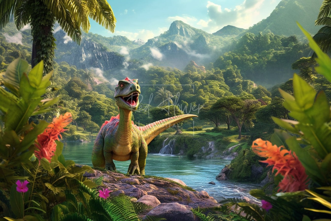 Dinosaur Digital Background Bundle, Cute Dinosaur Backdrops, Kids ...