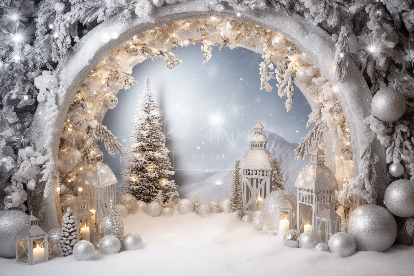 Winter Wonderland Digital Backdrop Bundle, White Christmas Background ...