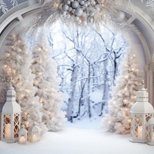 Winter Wonderland Digital Backdrop Bundle, White Christmas Background ...