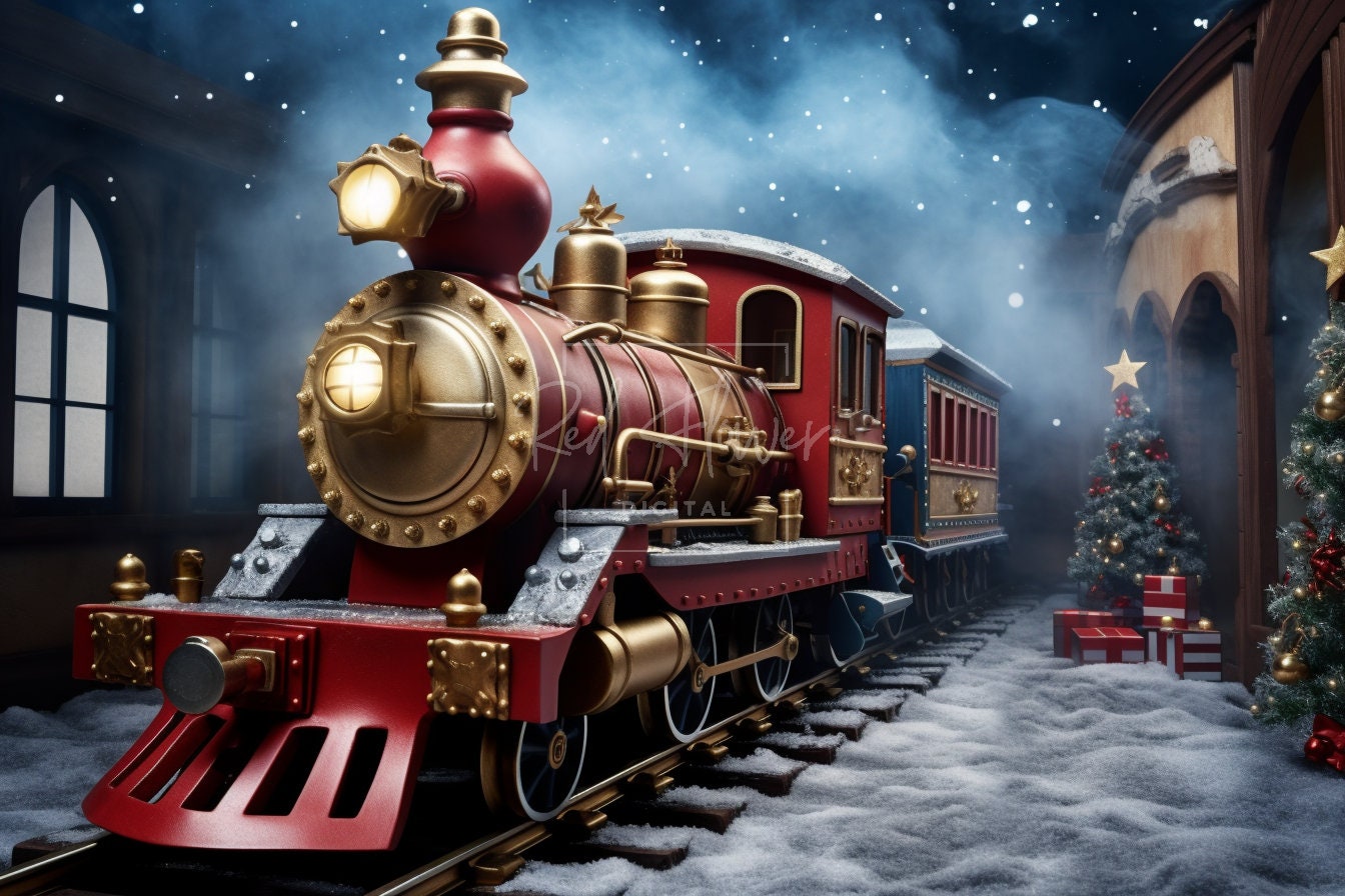 Polar Express Digital Backdrop Bundle Christmas Train - Etsy