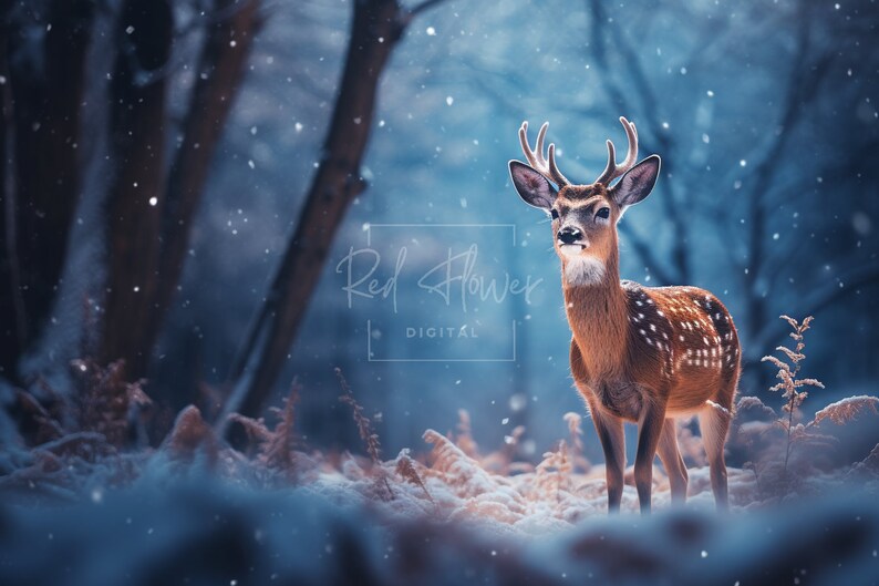 Winter Forest Digital Backdrop Bundle, Christmas Snow Fairytale Digital ...