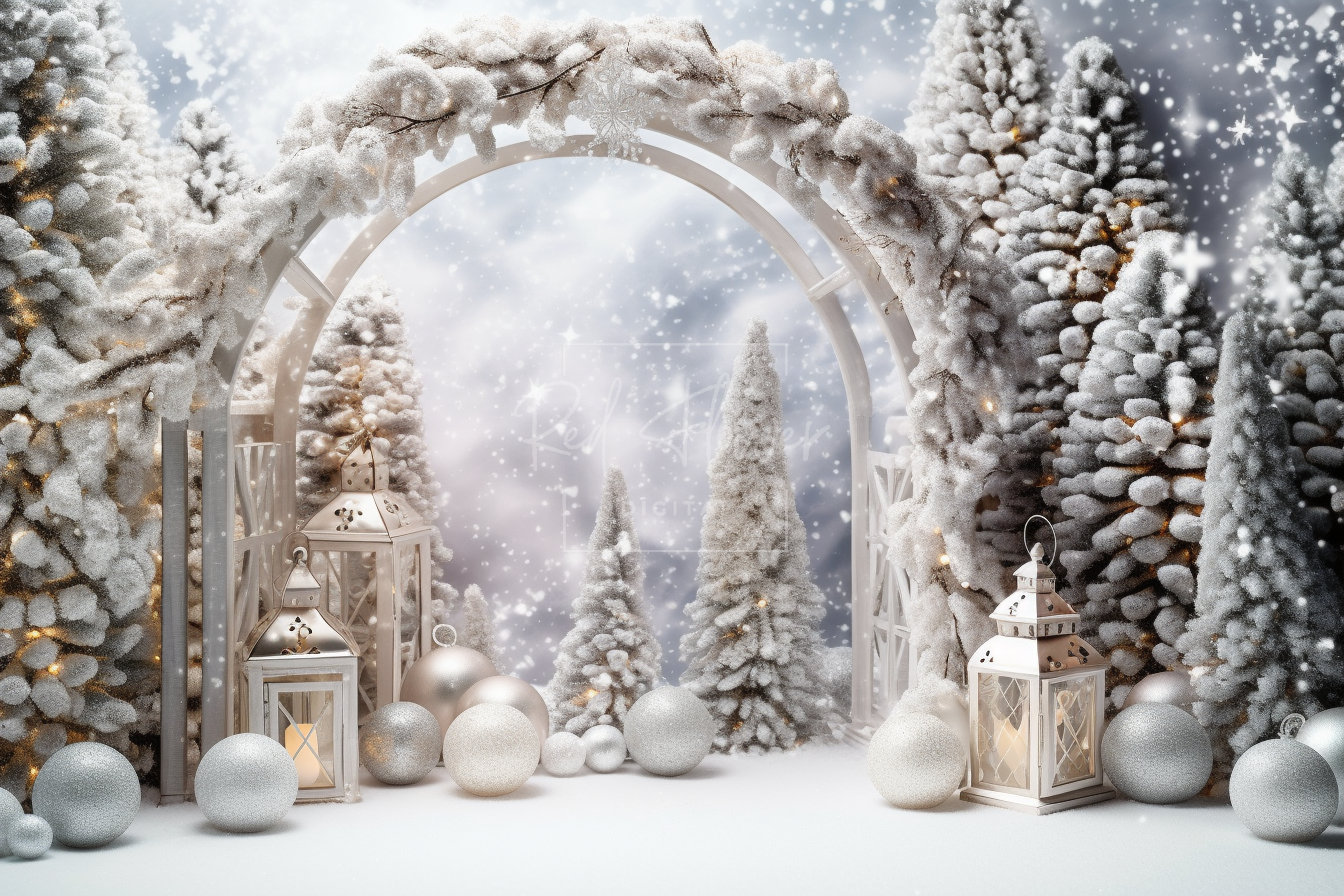 Winter Wonderland Digital Backdrop Bundle, White Christmas Background ...