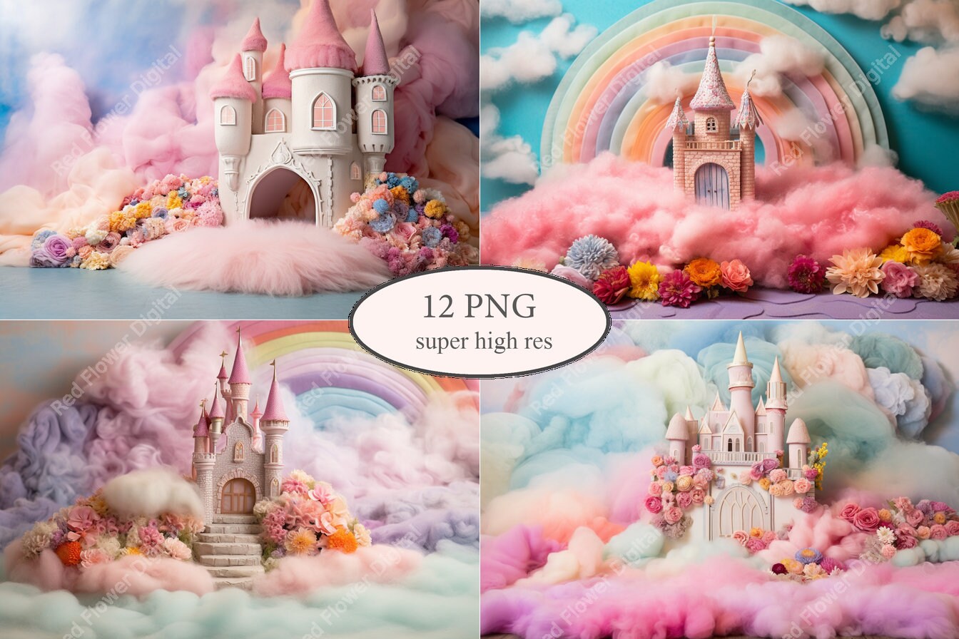 Princess Castle Digital Backdrop Bundle, Newborn Backdrops, Felted ...