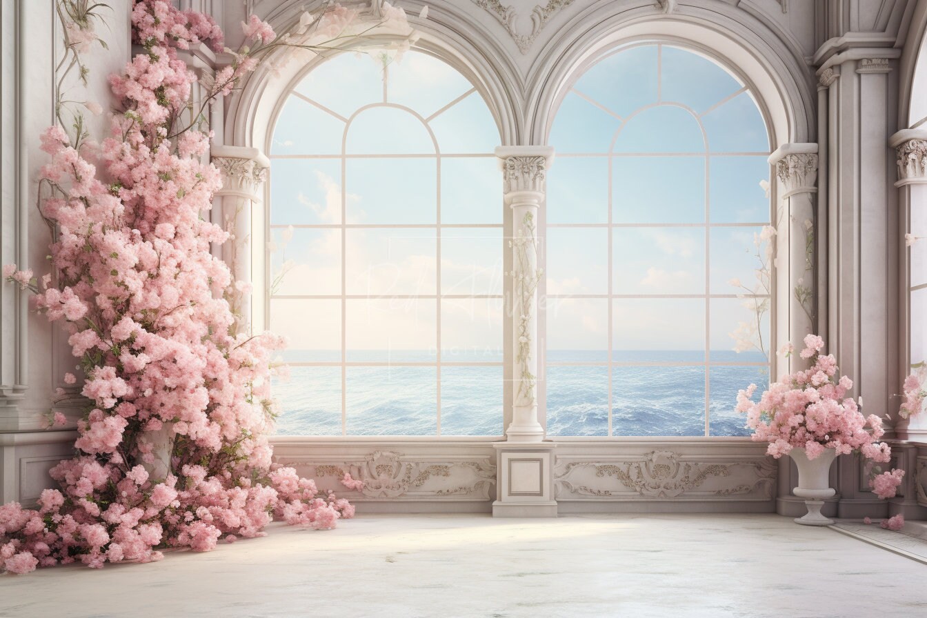 Luxury Window Digital Backdrop Bundle, Elegant White Room Backdrops ...