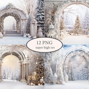 Winter Wonderland Digital Backdrop Bundle, White Christmas Background ...