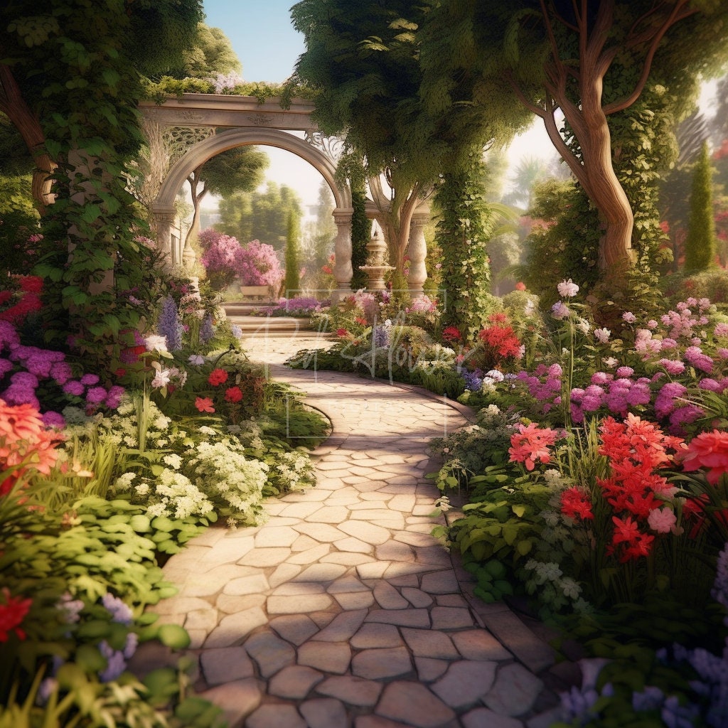 Magical Garden Digital Backdrop Bundle, Enchanted Garden Background ...