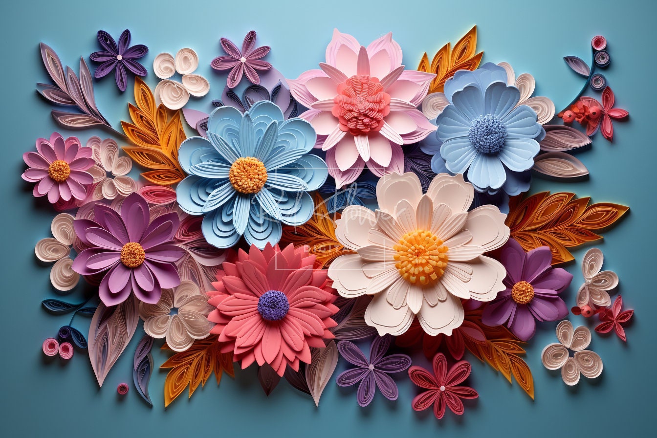 Blue Floral Digital Backdrop Bundle Pastel Flowers Maternity - Etsy