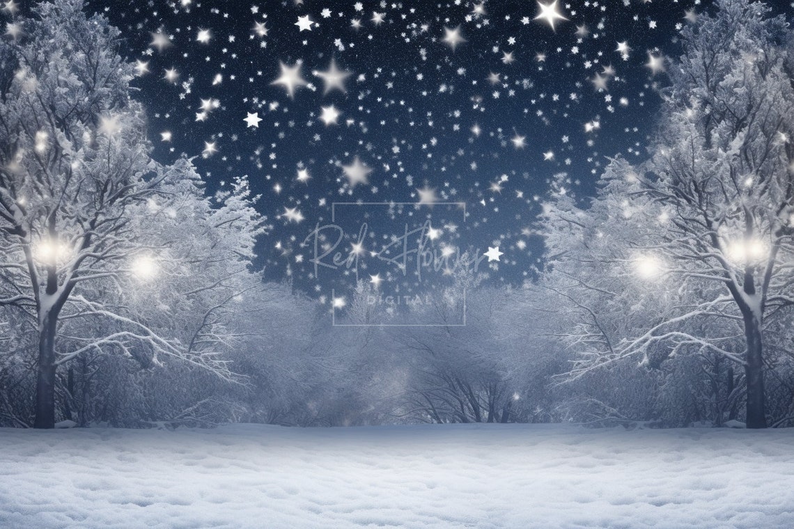 Winter Wonderland Digital Backdrop Bundle, White Christmas Background ...