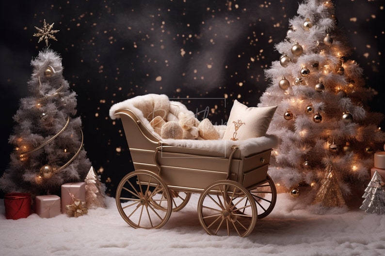 Christmas Pram Digital Backdrop Bundle, Magical Winter Baby Backdrops ...