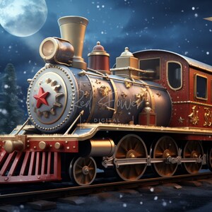Polar Express Digital Backdrop Bundle, Christmas Train Background ...