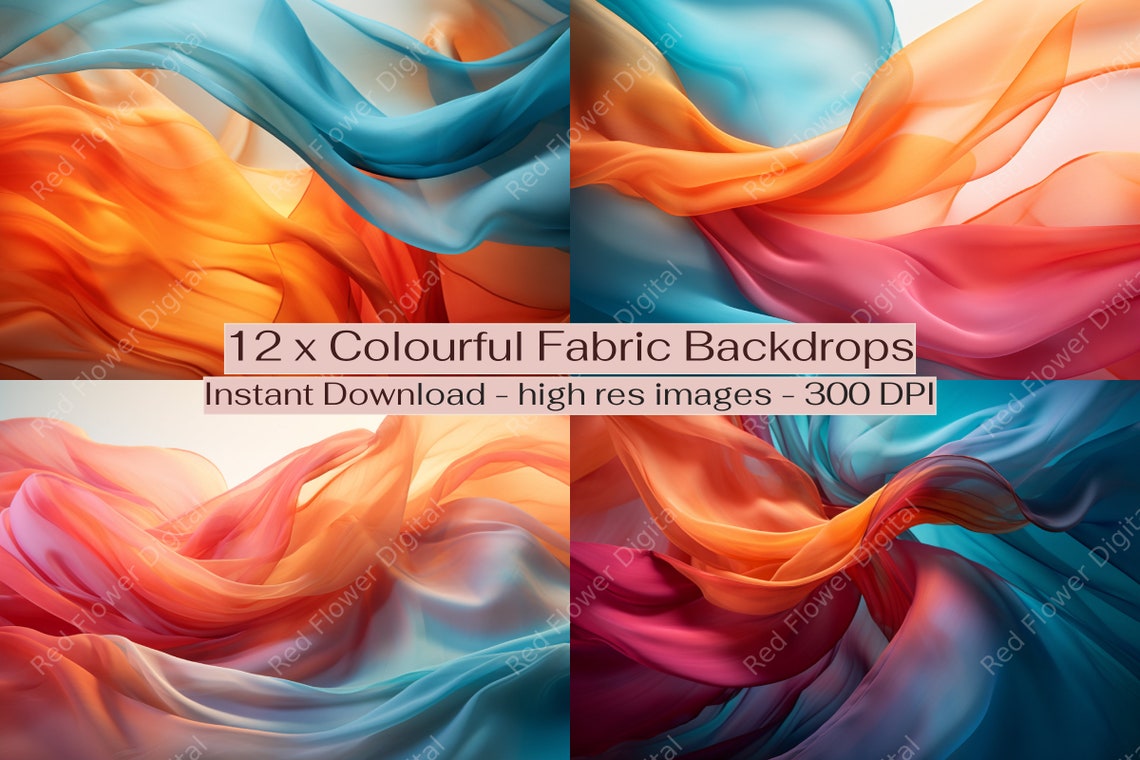 Flowing Fabric Digital Backdrop Bundle Flying Silk - Etsy