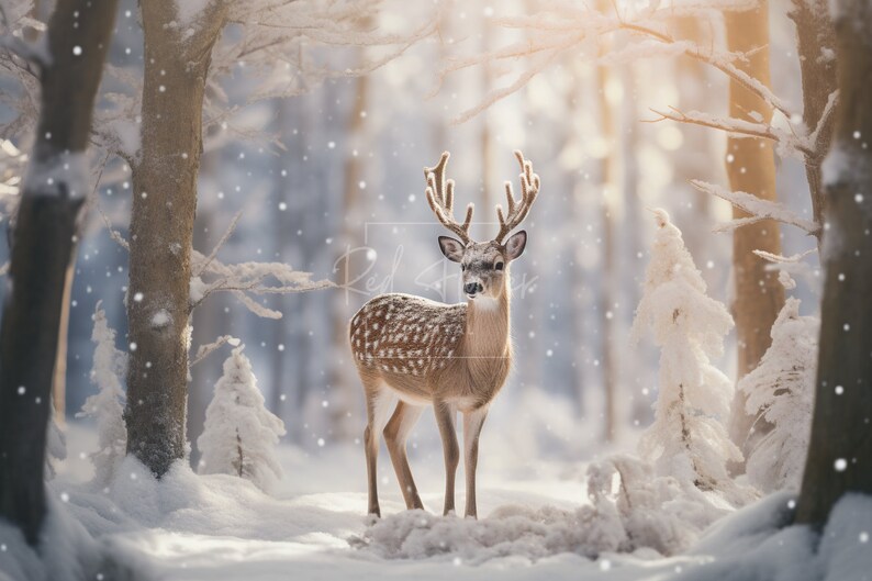Winter Forest Digital Backdrop Bundle, Christmas Snow Fairytale Digital ...