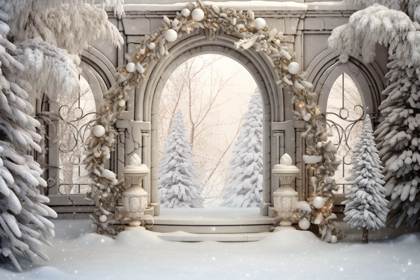 Winter Wonderland Digital Backdrop Bundle, White Christmas Background ...