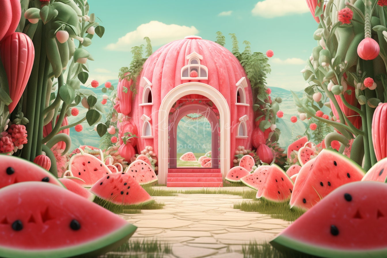 Magical Fruits Digital Backdrop Bundle, Watermelon Digital Backgrounds ...