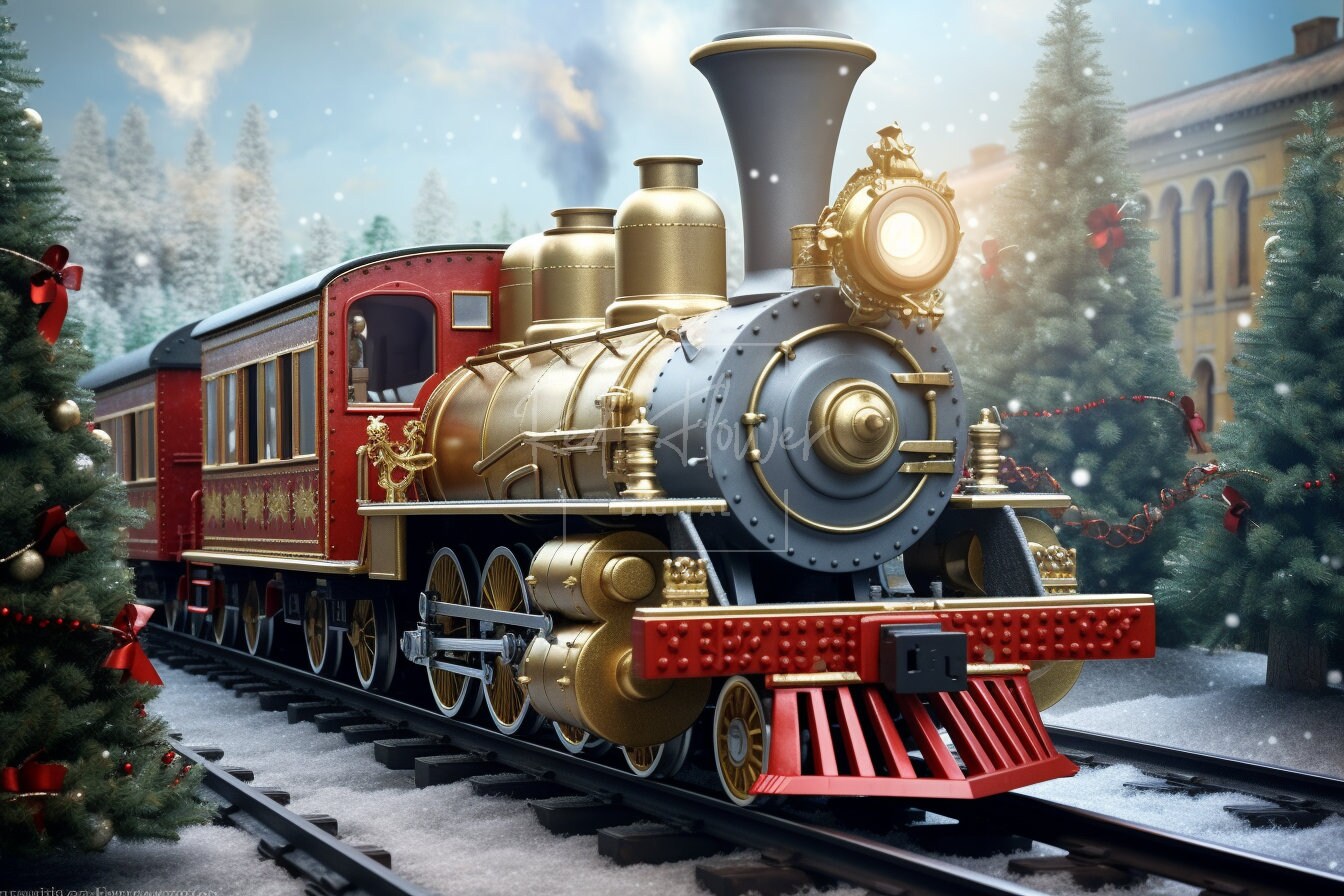 Polar Express Digital Backdrop Bundle Christmas Train - Etsy