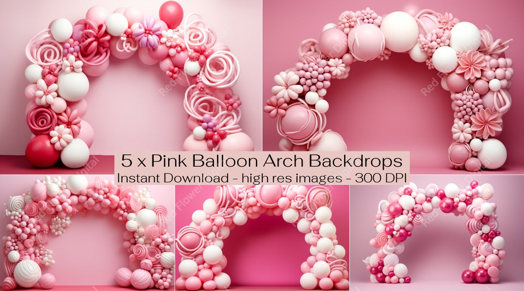Pink Balloon Arch Digital Backdrop Bundle Baby Pink Balloon - Etsy