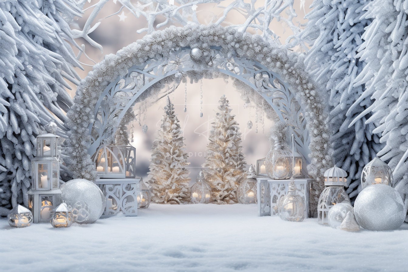 Winter Wonderland Digital Backdrop Bundle, White Christmas Background ...