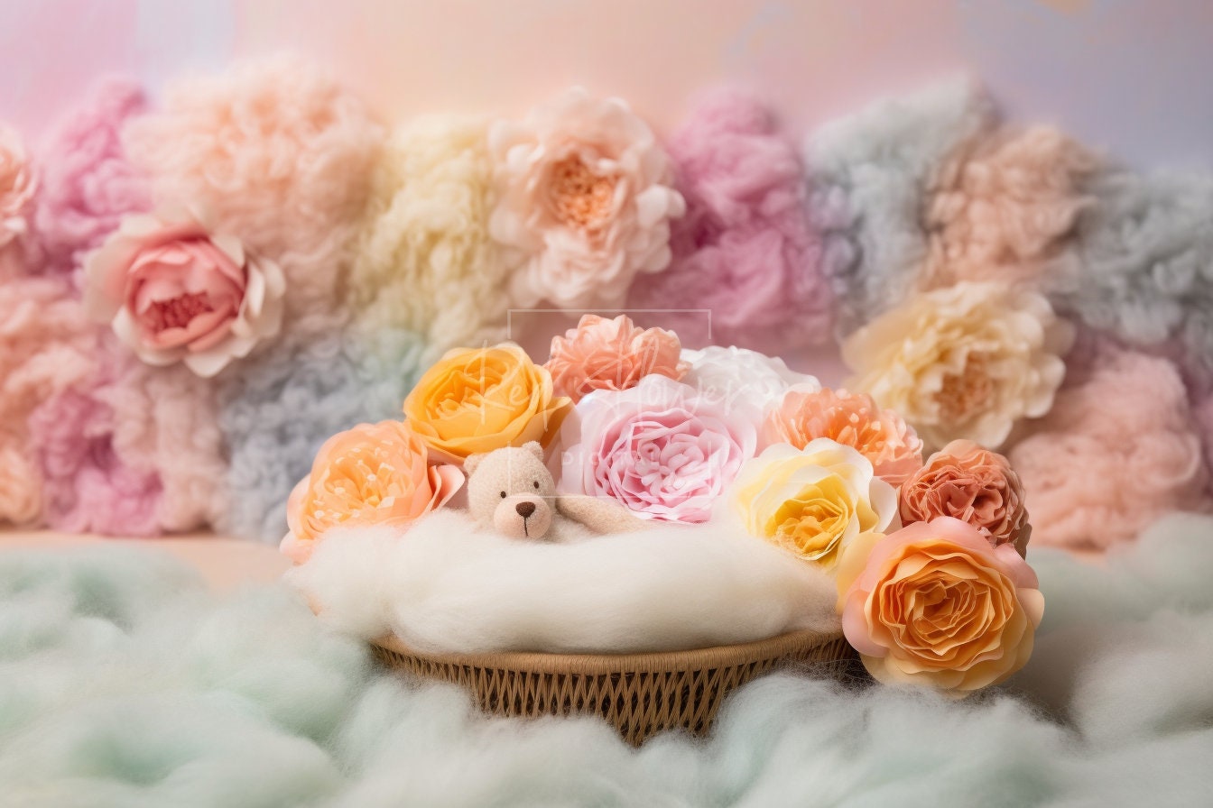 Newborn Rainbow Digital Backdrop Bundle, Pastel Backdrops, Cute Fluffy ...