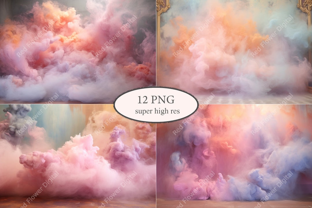 Pastel Smoke Digital Backdrop Bundle, Maternity Backdrop Overlays ...