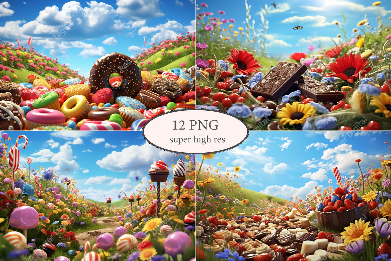 Candy Digital Backdrop Bundle, Chocolate Backdrop, Kids Digital ...