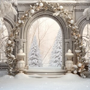 Winter Wonderland Digital Backdrop Bundle, White Christmas Background ...