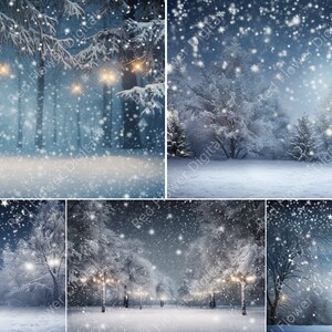 Winter Wonderland Digital Backdrop Bundle White Christmas - Etsy