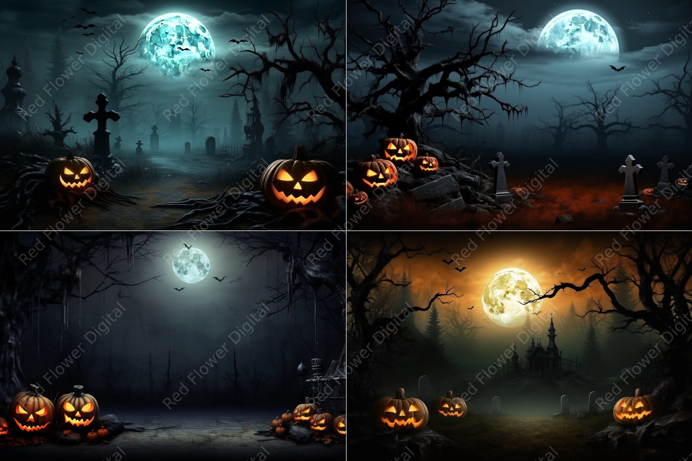 Scary Halloween Digital Backdrop Bundle Dark Fantasy - Etsy