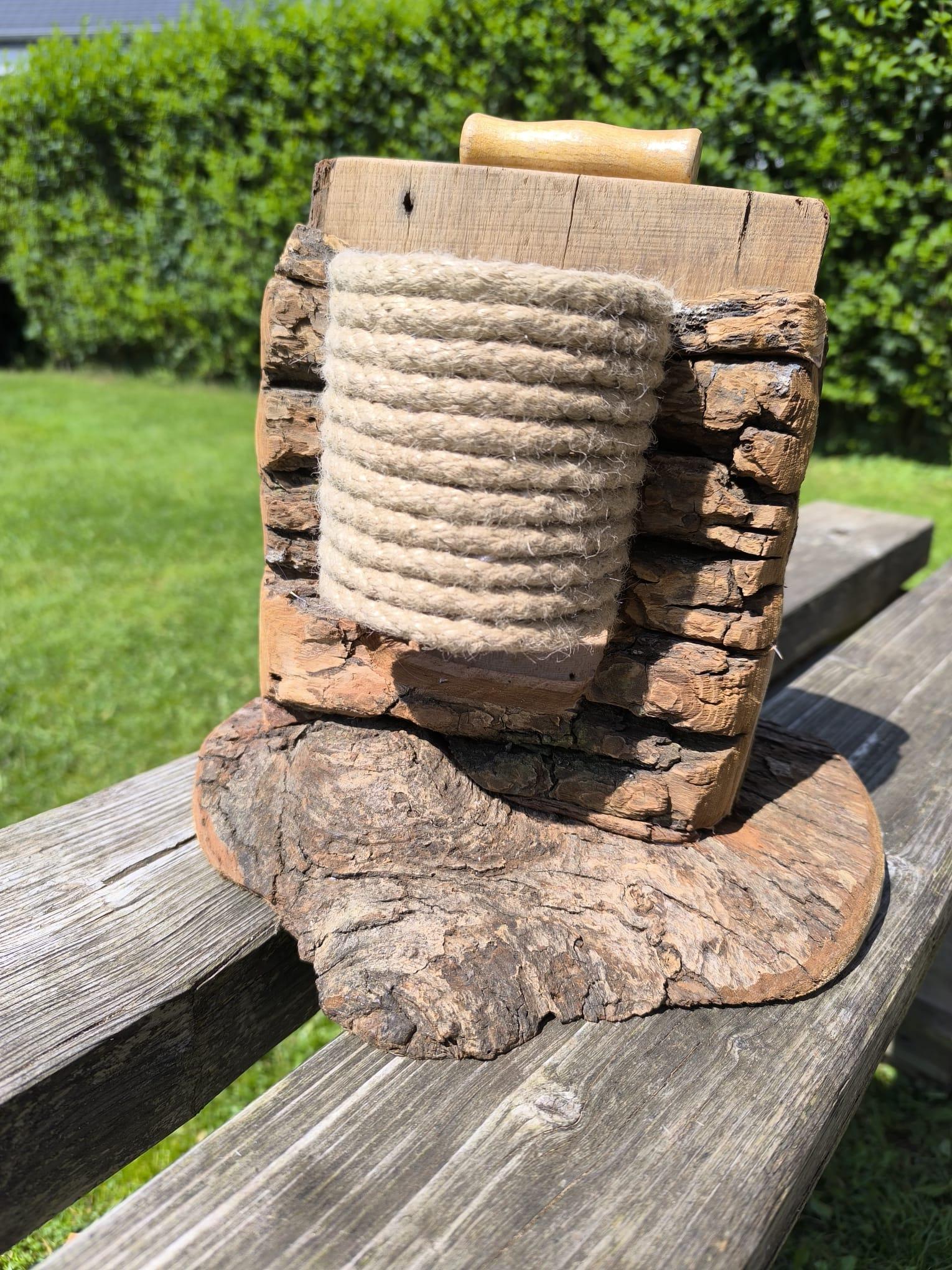 Handcrafted Wooden Tree Bark Wine Holder With Built-in Opener - Rustic ...