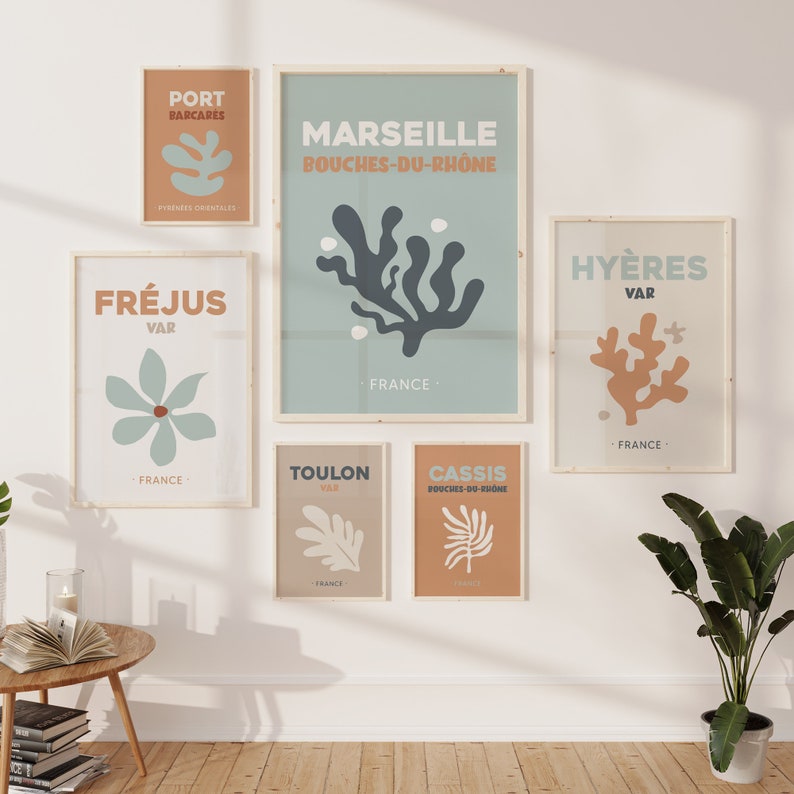 Nice Retro Poster, Preppy Style, Southern France Coastal Poster ...