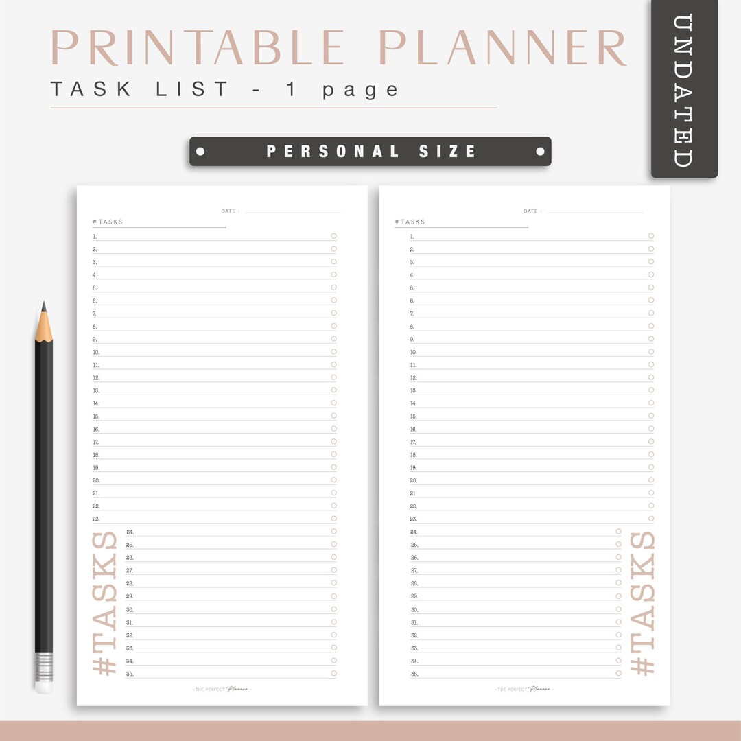 Printable Task List for Personal Planner Aesthetic Minimalist List ...
