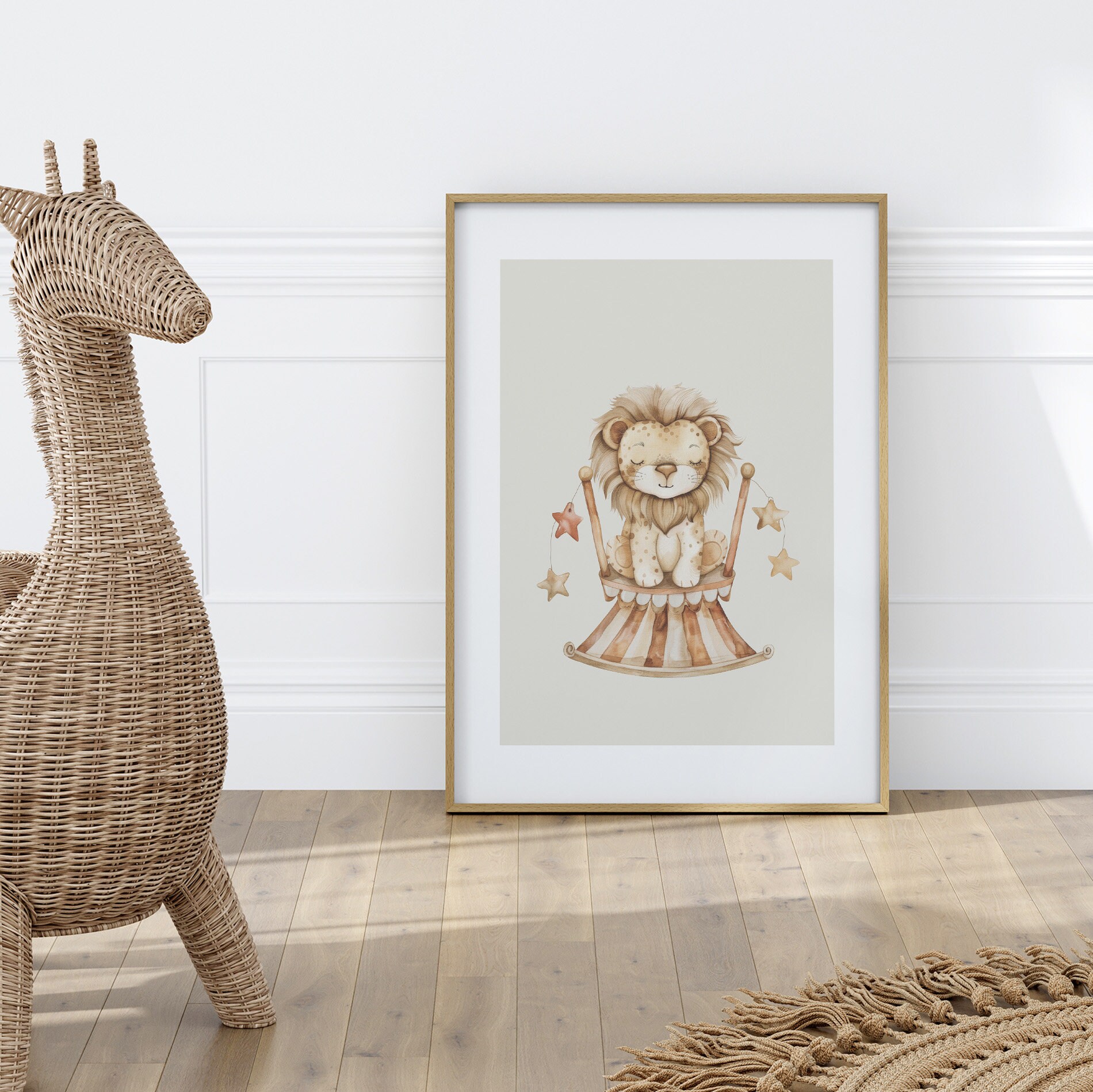 Circus Lion Poster for Children, Watercolor Wall Art for Playroom About ...