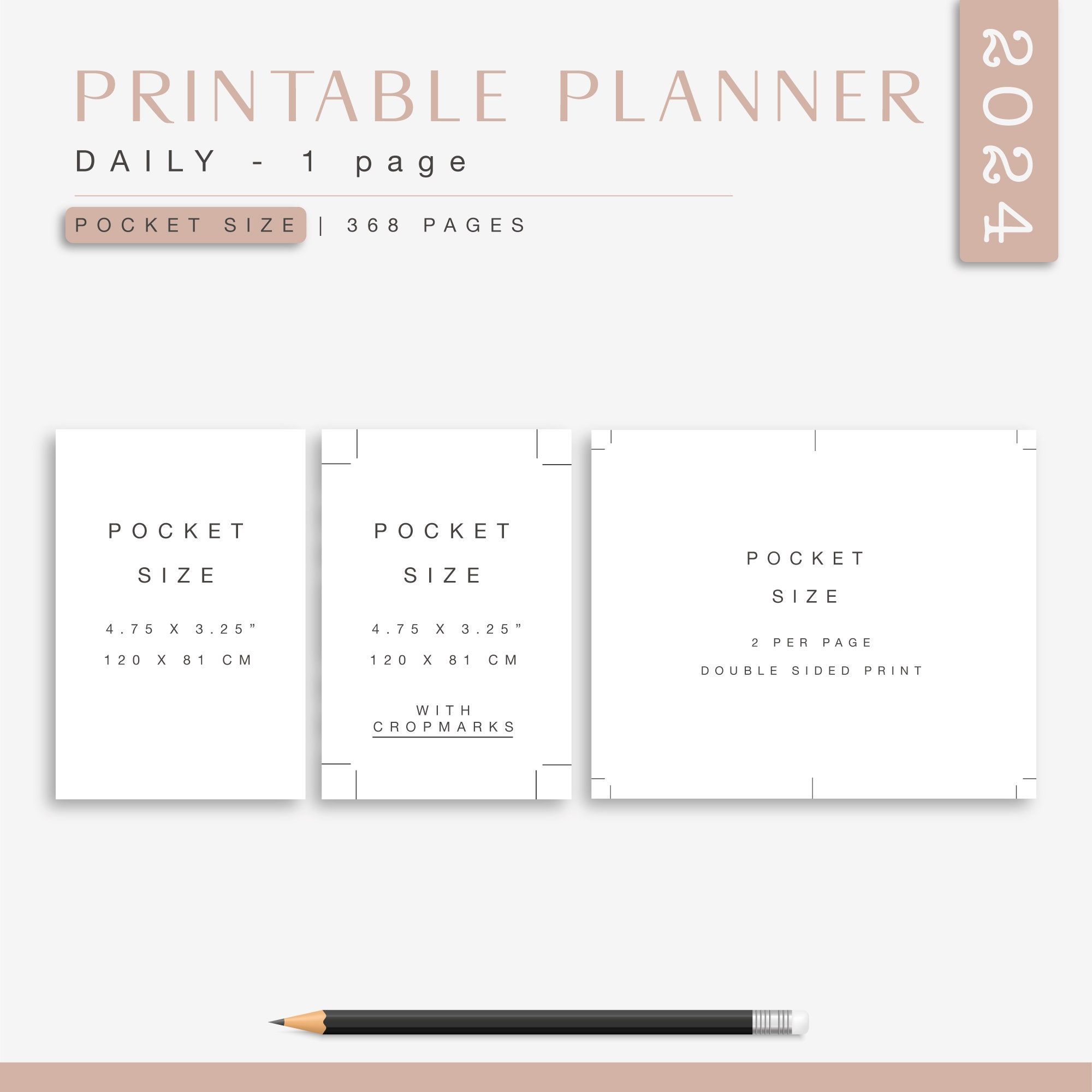 Pocket Daily Planner 2024 Printable One Day per Page Minimalist Planner ...