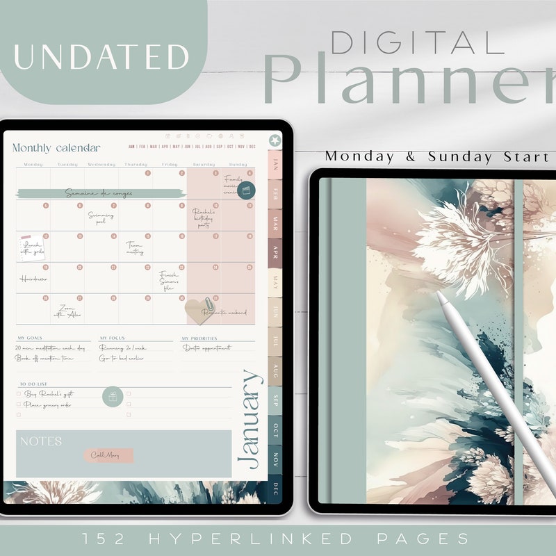 Undated Digital Planner - Etsy