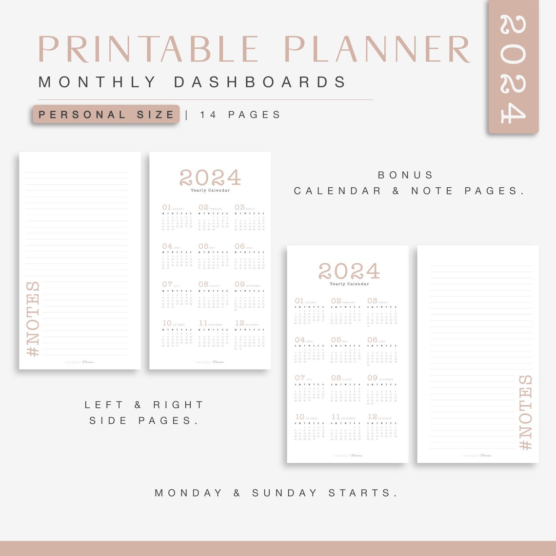 2024 Monthly Printable Dividers for Personal Planners Minimalist ...