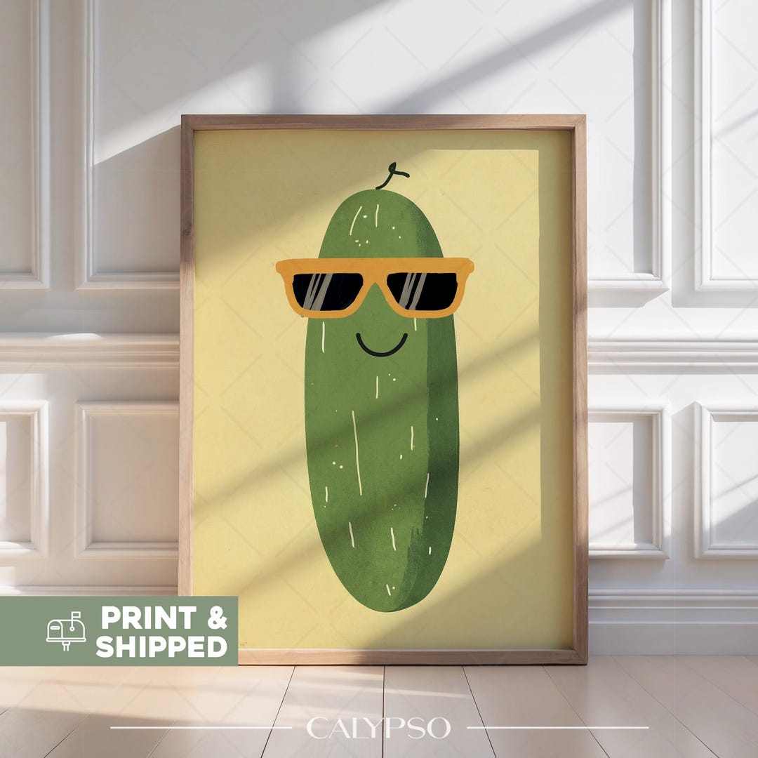 Funny Pickle Poster With Glasses, Whimsical Kitchen Poster - Etsy