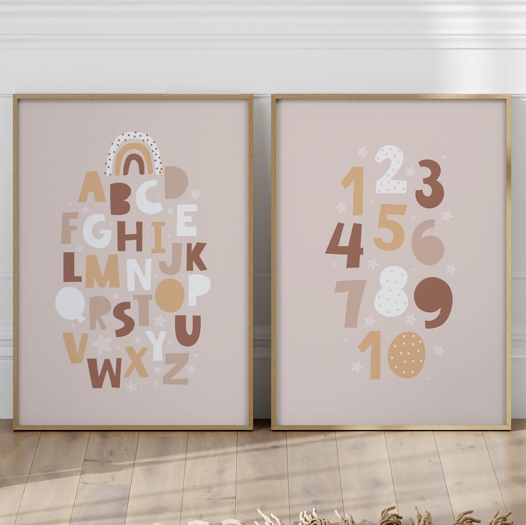 Alphabet and Numbers Posters for Children, Boho Learning Posters - Etsy