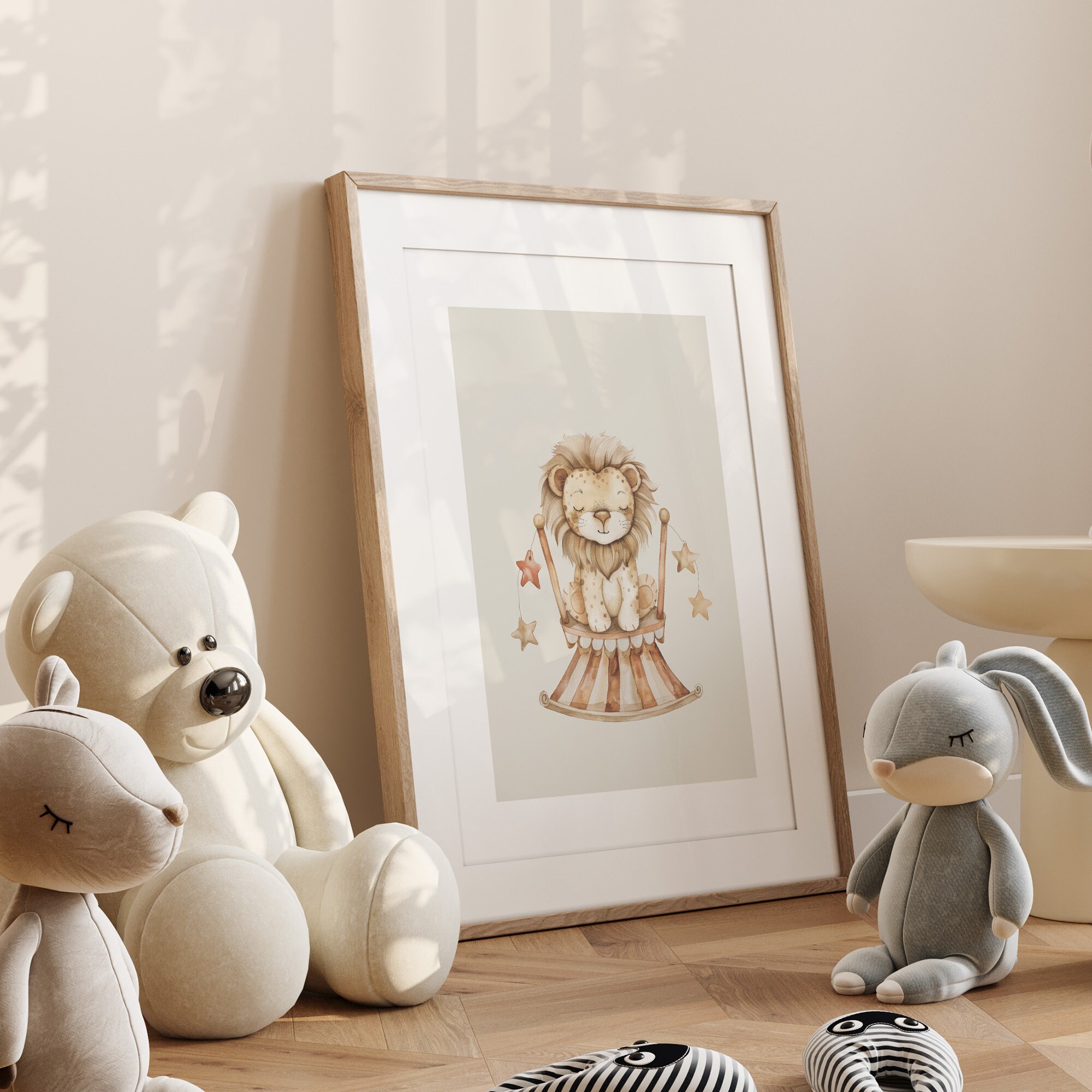 Circus Lion Poster for Children, Watercolor Wall Art for Playroom About ...