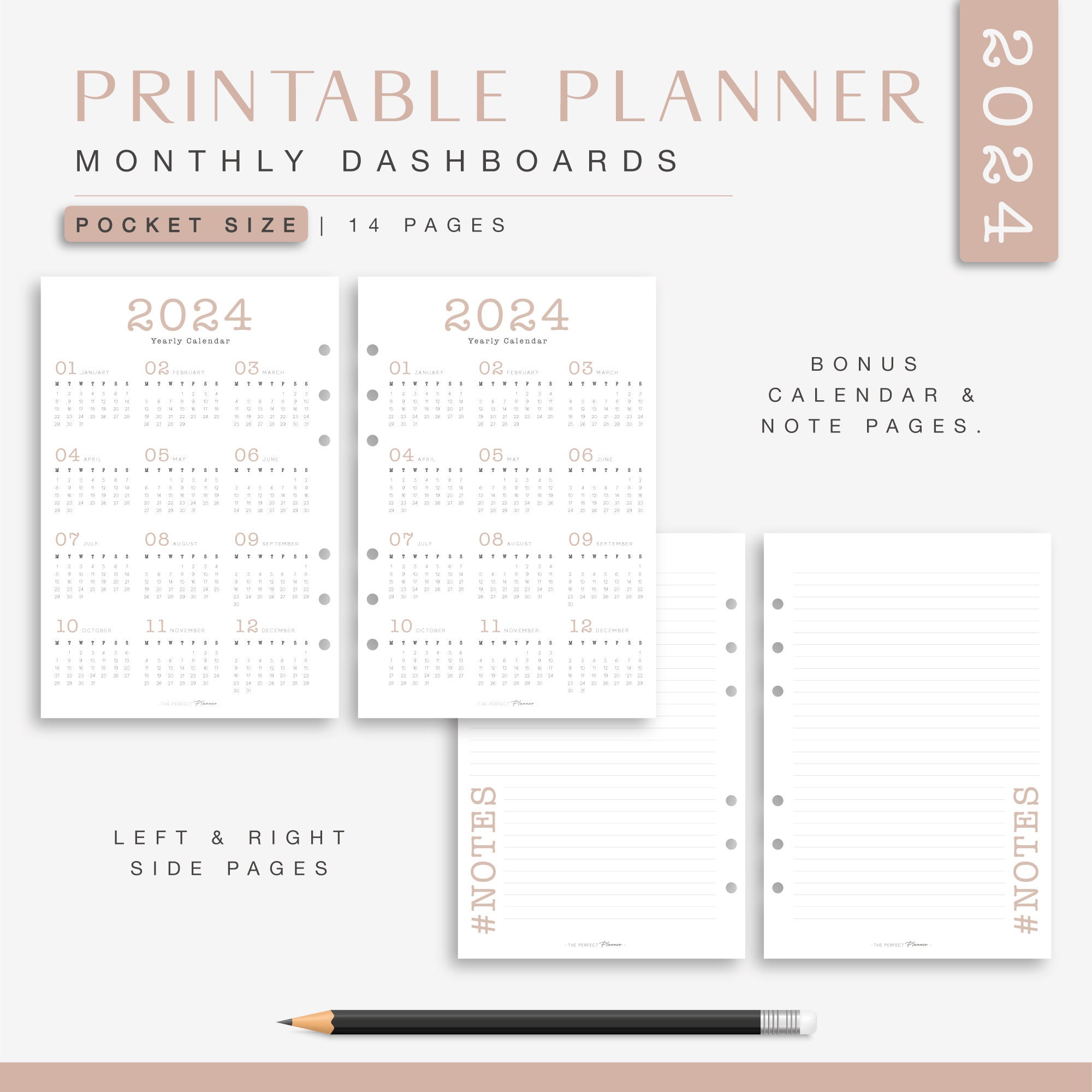 Dashboards for Pocket Planner Monthly Printable Dividers 12 Minimalist ...