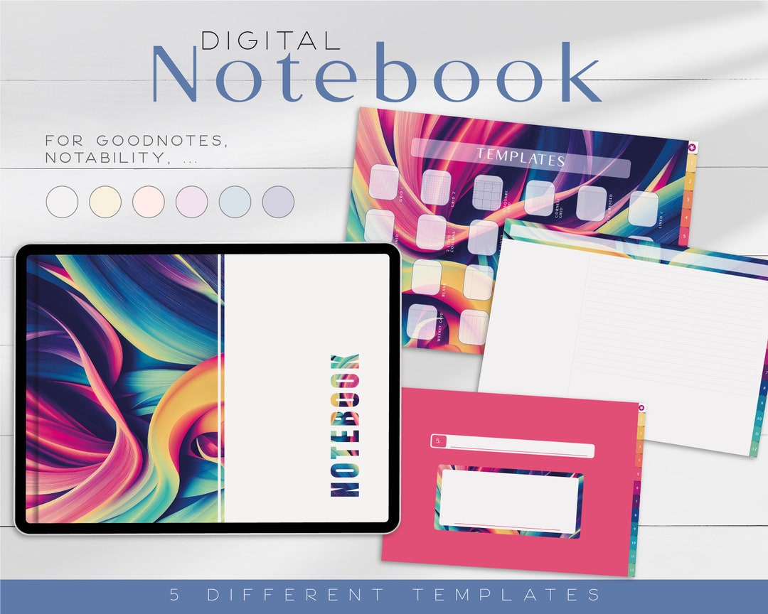 Rainbow Digital Notebook Horizontal Note Taking Templates - Etsy