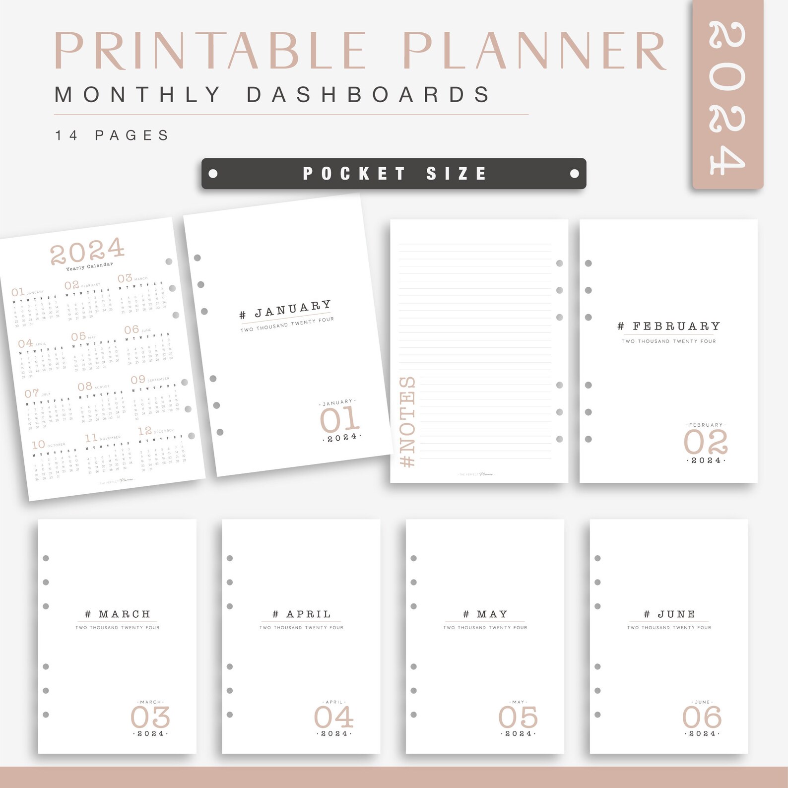 Dashboards for Pocket Planner Monthly Printable Dividers 12 Minimalist ...