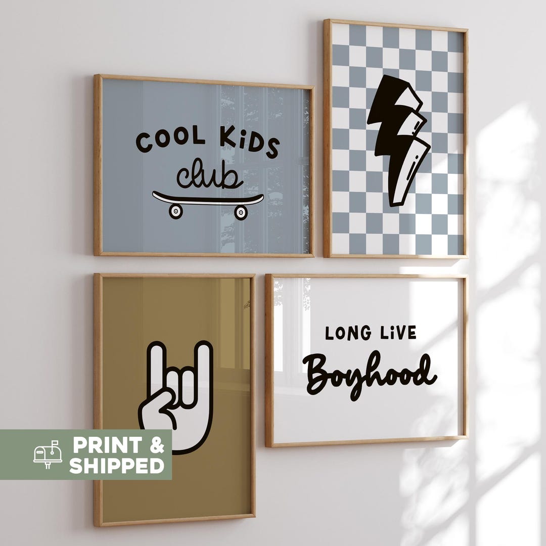 Retro Checkered Posters for Children, Rock and Skate Decor for Kids - Etsy