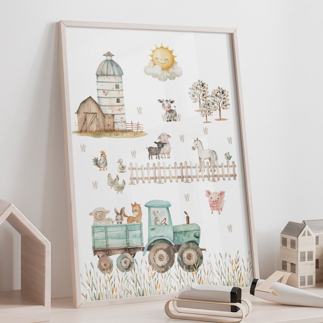 Animal Farm Posters, Nursery Wall Art About Farm Animals, Decoration ...