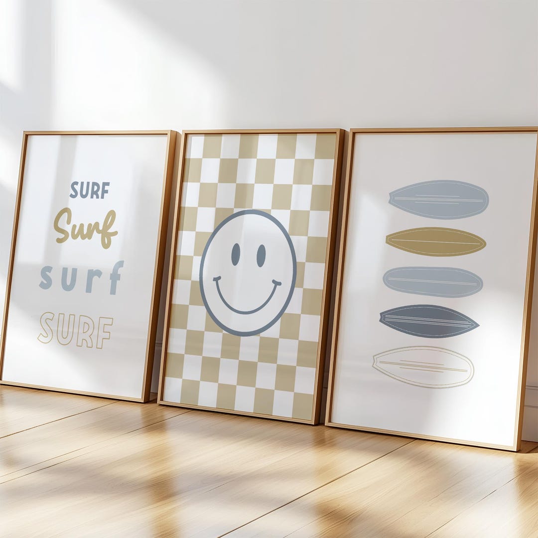 Affiches Smiley Et Surf Rétros Pour Enfants, Décoration Tendance De ...