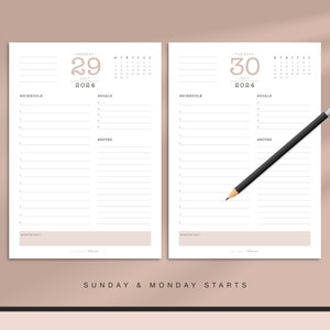 Printable Daily Planner 2024 One Day per Page Minimalist Planner A5/A4 ...