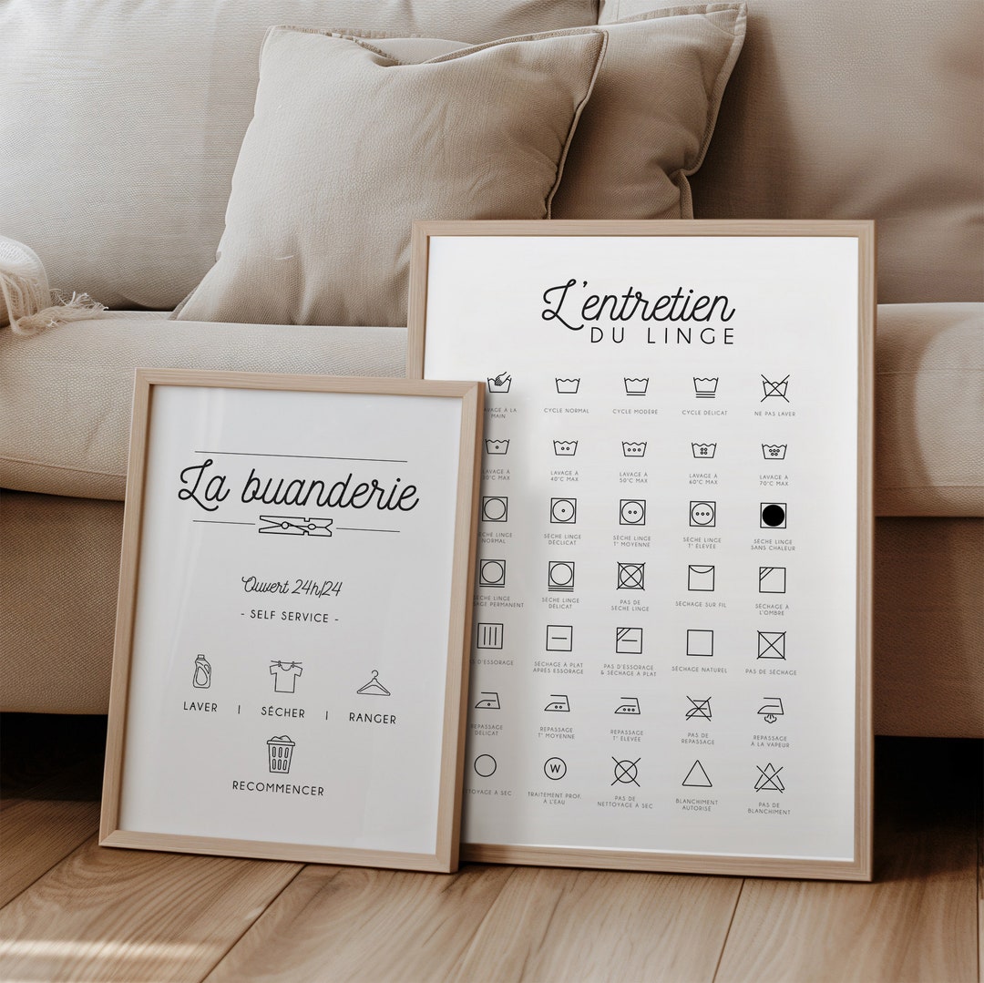 Laundry Room Posters, Laundry Instructions in French, Laundry Room ...