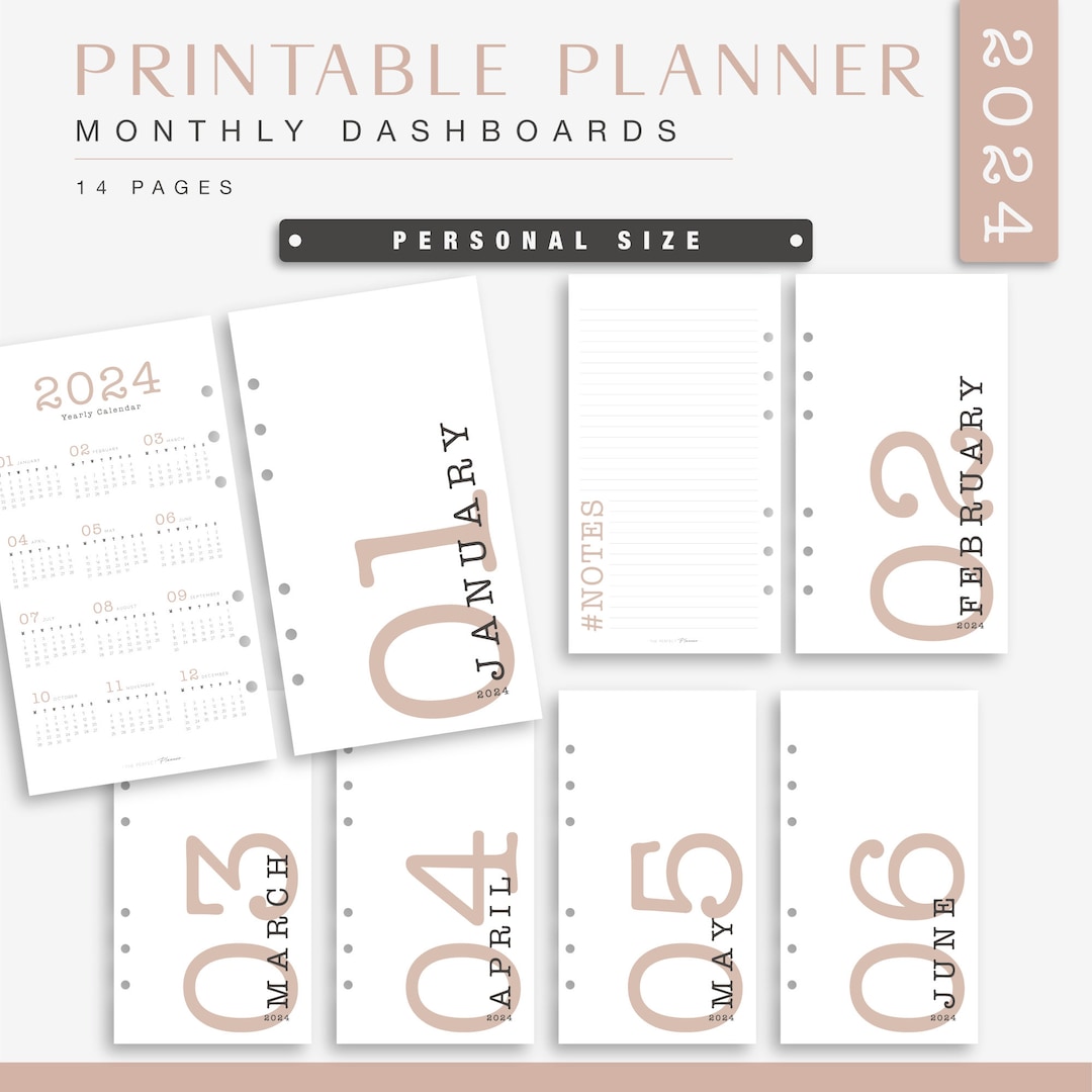 2024 Monthly Printable Dividers for Personal Planners Minimalist ...